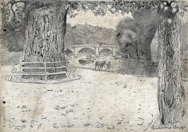 DAVID WATERSON (1870-1954) Pencil Drawing - Richmond Bridge London 1900 ...