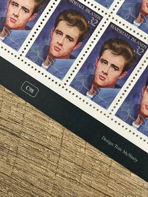 JAMES DEAN STAMP Sheet 1996 C98 Marshall Islands Postal (20) 32 cent ...