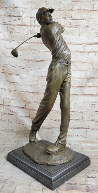 VENTE DE LIQUIDATION Statue En Bronze Golfeur Golf Masculin Trophée De ...