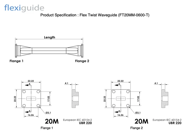 FLEXIGUIDE FLEX-TWIST FLEXIBLE waveguide FT20MM-0600-T £129.60 ...