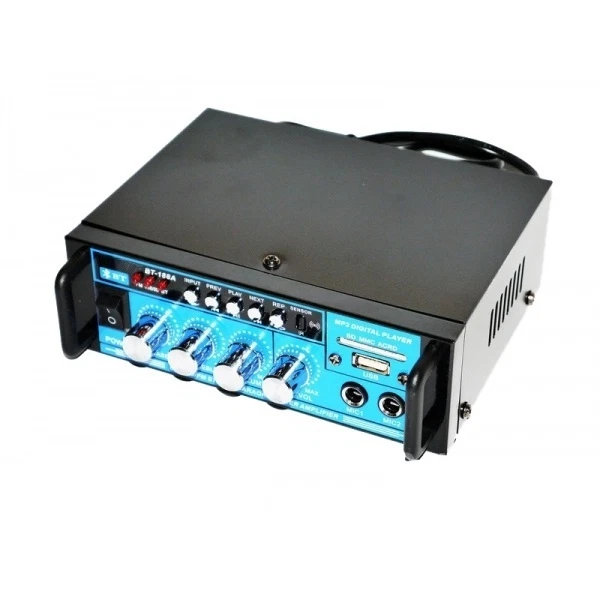 AMPLIFICATEUR AUDIO BT-188A 12V 220V USB SD 2 Microphones MP3 FM ...