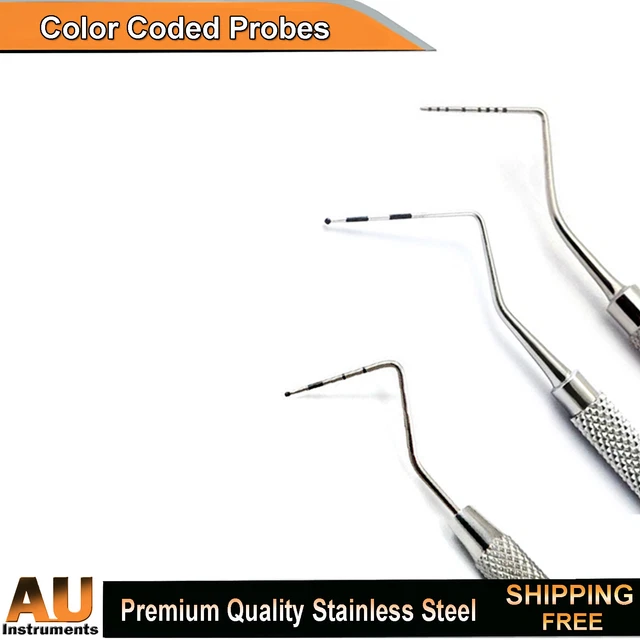 DENTAL PERIODONTAL COLOR Coded Measuring Probes Tooth Pocket Depth ...