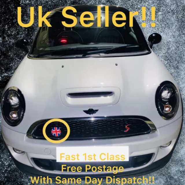 MINI COOPER FRONT Grill Emblem Badge Holder Metal Logo Union Jack R50 ...