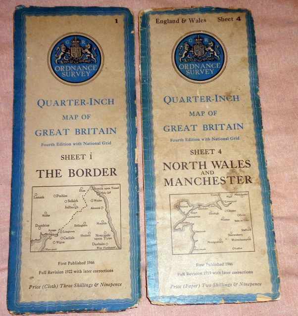 2 WW2 ERA, LARGE 1945 OS QUARTER-INCH MAP: NORTH WALES MANCHESTER ...