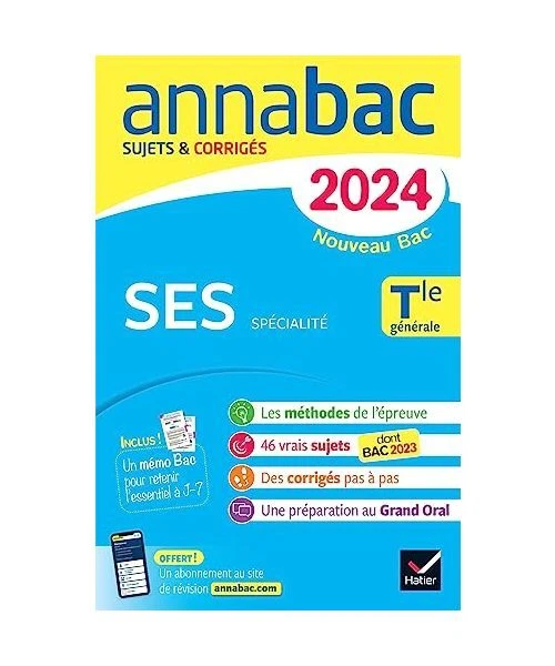 Annales Du Bac Annabac 2024 Ses Tle Générale Spécialité Sujets