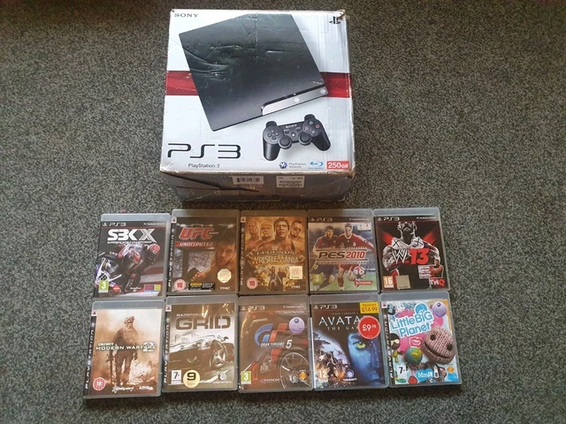 BOXED SONY PLAYSTATION 3 PS3 250GB Slim CECH-2003B - 17 Games - 1 ...
