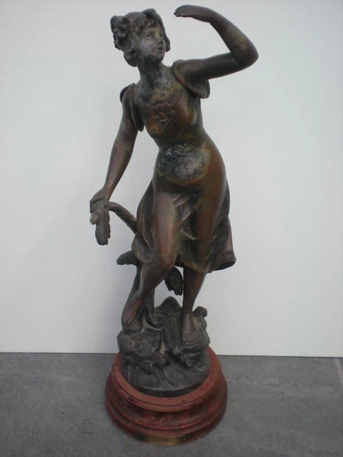 ANCIENNE STATUE SCULPTURE régule "sur la falaise" signée Guillemin art ...