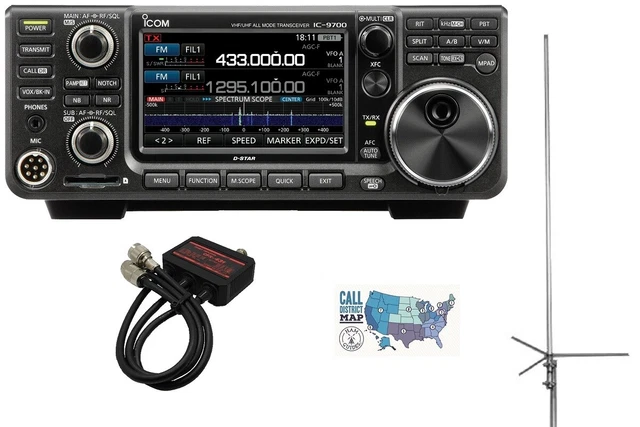 ICOM IC-9700 VHF/UHF/1.2GHZ Transceiver with Comet Tri-Band Antenna ...