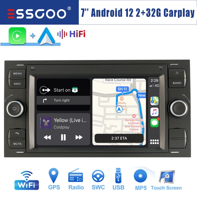 AUTORADIO CARPLAY ANDROID 12 GPS RDS USB WIFI per Ford Focus Transit ...