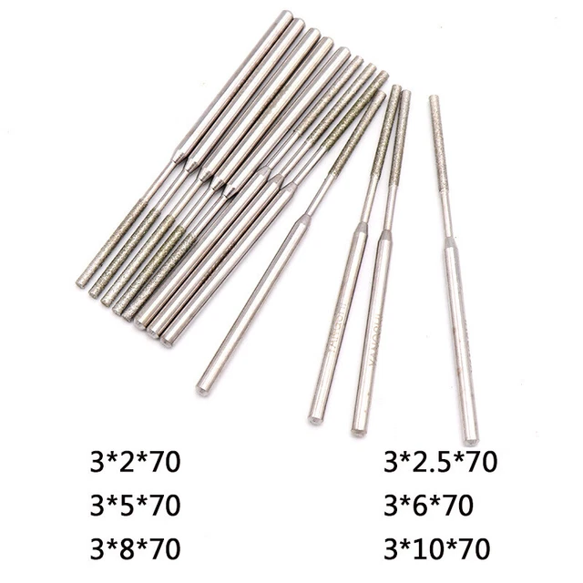 3MM SHANK EXTRA Long Diamond Burr Grinding Rotary Engraving Bits Tool ...