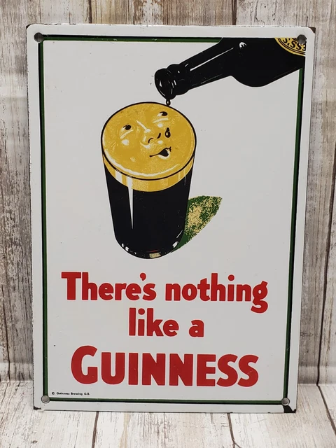 GUINNESS BREWING BEER Sign Porcelain Enamel There is Nothing Like Face ...