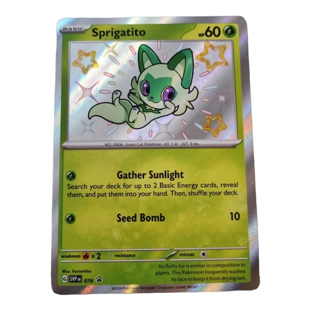 POKÉMON PALDEAN FATES Sprigatito Shiny SVP Black Star Promo - SVP 076 ...