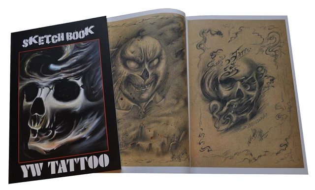 TATTOO FLASH DESIGN Book Art A3 Skulls Flowers Animals YW Sketchbook £ ...