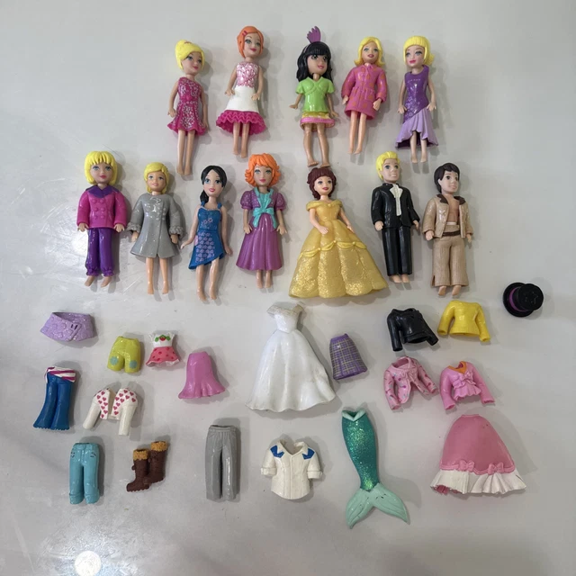 VINTAGE POLLY POCKET Fashion Doll Lot Mixed Blonde Brunette Dress ...