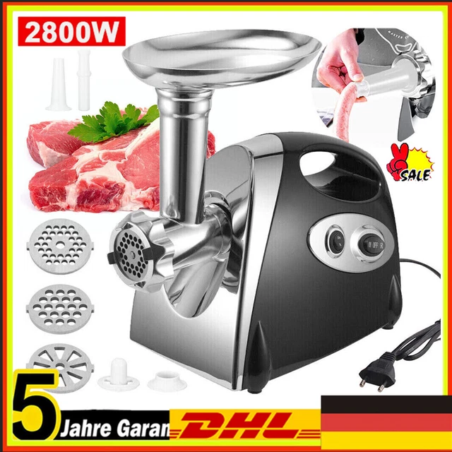 ELEKTRISCHER FLEISCHWOLF 2800W Max WurstfüllerZerkleiner Wurstmaschine Edelstahl EUR 43,99 ...