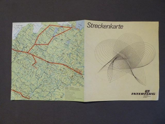 INTERFLUG STRECKENKARTE, ROUTE Map, Internat. Flugverkehr, DDR 6.Aufl ...