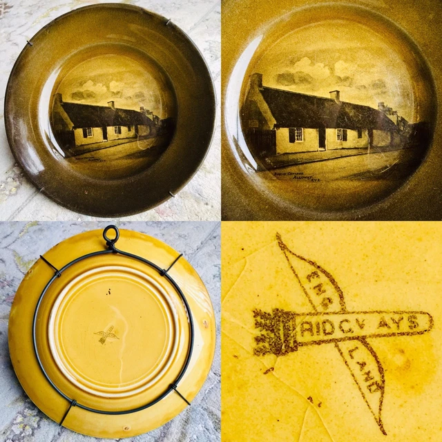 RARE ANTIQUE (1891) Victorian Ridgeway Pottery 7”/18cm “Burns Cottage ...