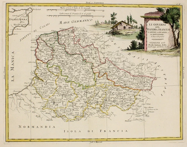 1779-84 | ANTONIO Zatta fine h/c map northern France | Picardie Artois ...