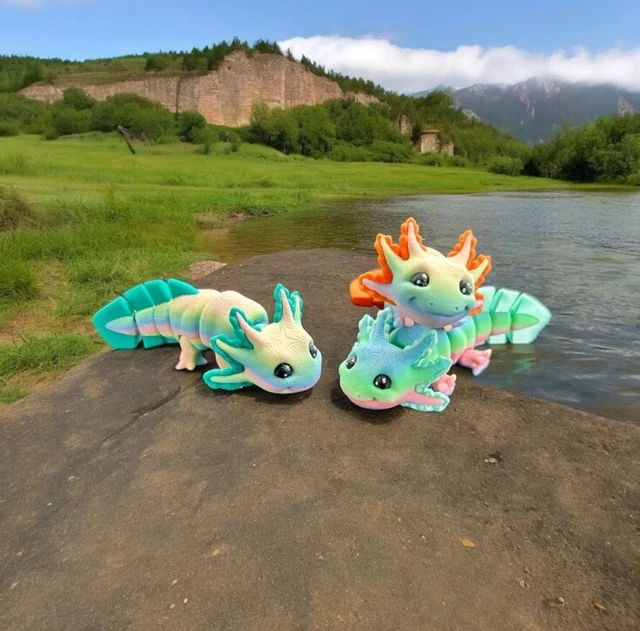 AXOLOTL FIDGET TOY Mini | 3d Printed Articulated Rainbow Coloured ...