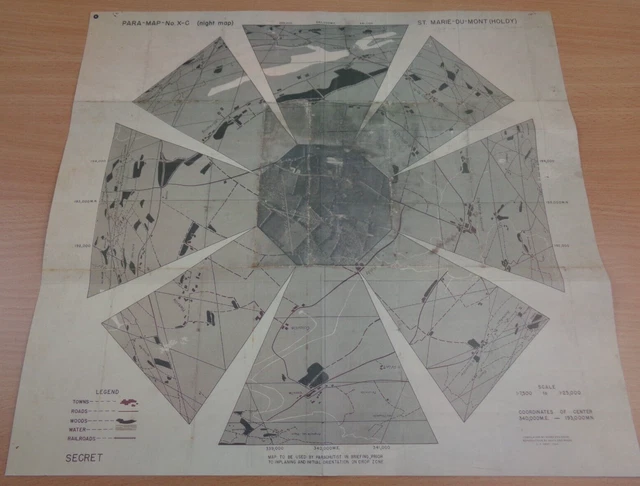 WW2 D-DAY PARATROOPER DROP ZONE MAP of "ST. MARIE-DU-MONT" FRANCE ...