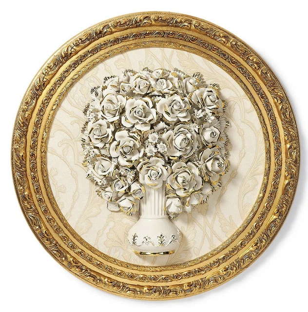 PEINTURE FLEURS BLANCHES Porcelaine Italienne Capodimonte 90x90 CM ...