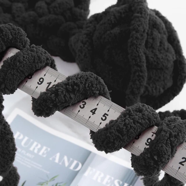 BLACK CHUNKY CHENILLE Yarn for Crocheting, Bulky Thick Fluffy Yarn $196 ...