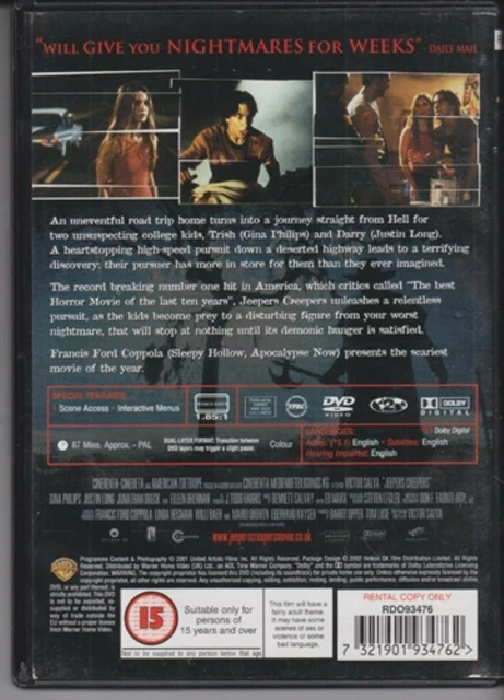 JEEPERS CREEPERS DVD Gina Philips (2002) £3.14 - PicClick UK