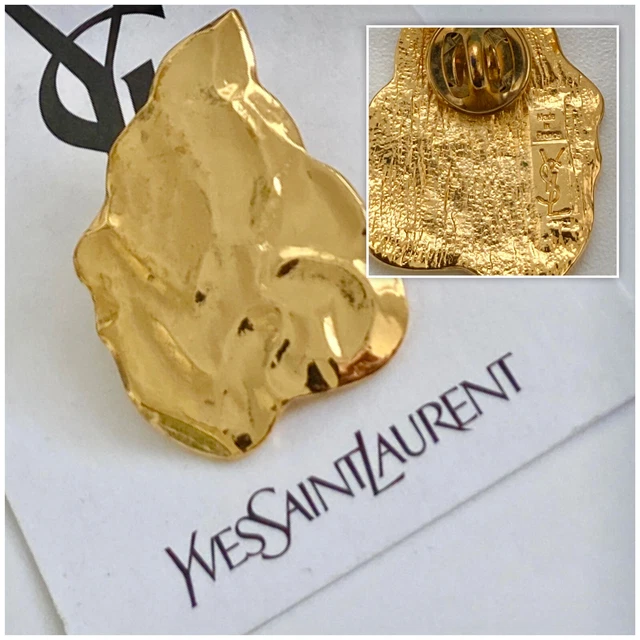 VINTAGE YVES SAINT Laurent (YSL) Gold Plated Flame Brooch Pin £30.99 ...
