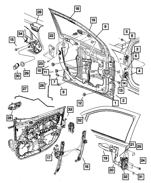 GENUINE MOPAR DOOR Latch Knob And Push Rod Left 1AZ35BDAAA $10.80 ...