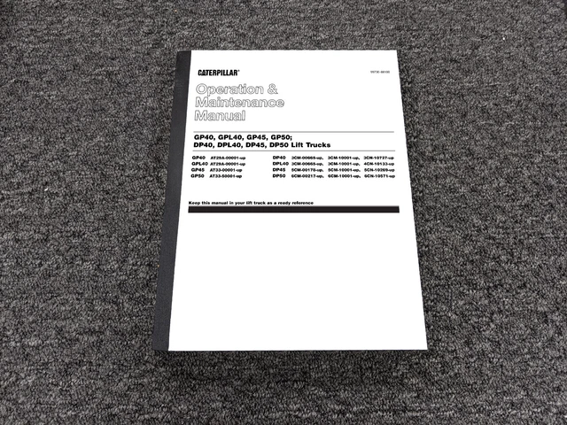 CAT CATERPILLAR GP40 GPL40 GP45 GP50 manuel d'entretien de l'opérateur ...