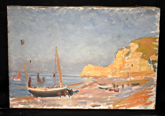 TABLEAU ANCIEN BORD de mer Breton signé Gaston de Bray (1888-1960) EUR ...