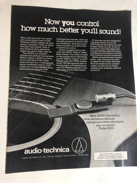 VINTAGE AUDIO TECHNICA microphone Print Ad Advertisement PA4 $6.99 ...