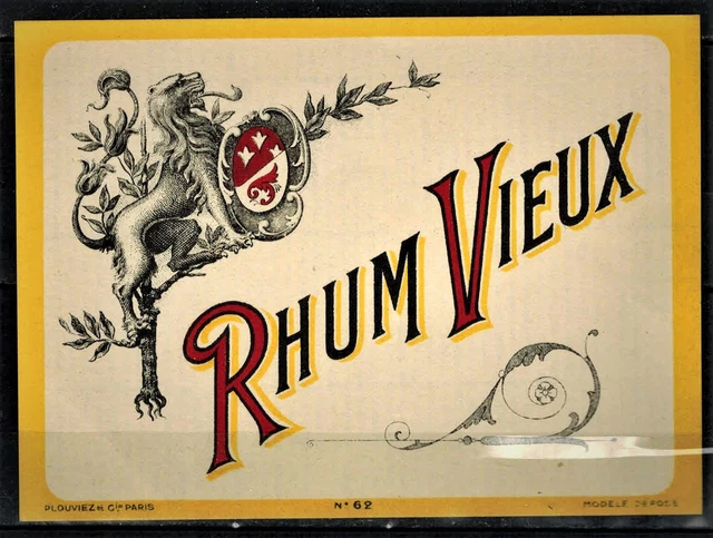ANCIENNE ÉTIQUETTE DE Rhum Vieux-Imprimeur Plouviez & Cie-Old label EUR ...