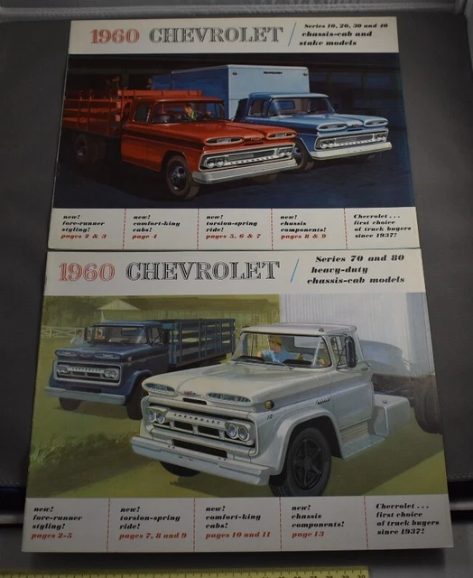 2 VINTAGE 1960 Chevrolet Truck Brochures, Series 70 & 80, Series 10 ...