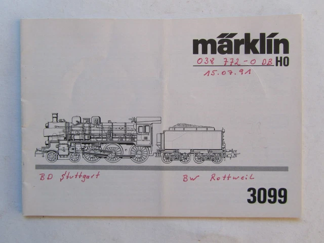 MÄRKLIN 3098 - Betriebsanleitung für Dampflok BR 038 der DB EUR 5,95 - PicClick DE