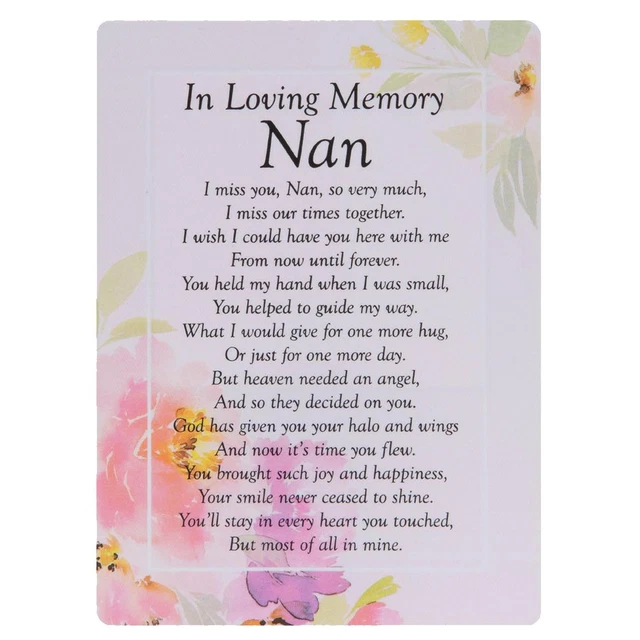 IN LOVING MEMORY Nan Graveside Memorial Card - TY199 £4.29 - PicClick UK
