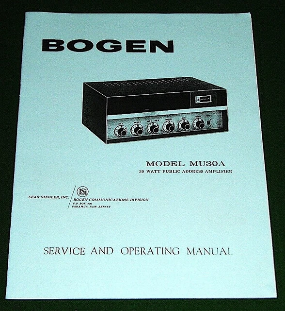 BOGEN AMPLIFIER MU30A SCHEMATIC in SERVICE, OPERATING MANUAL (MU30 A MU ...