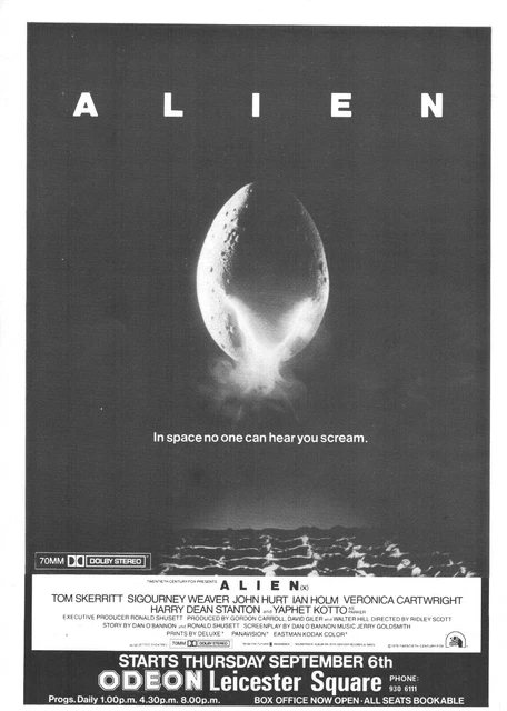 FILM MAGAZINE ADVERT Alien Sigourney Weaver Tom Skerritt John Hurt Ian ...