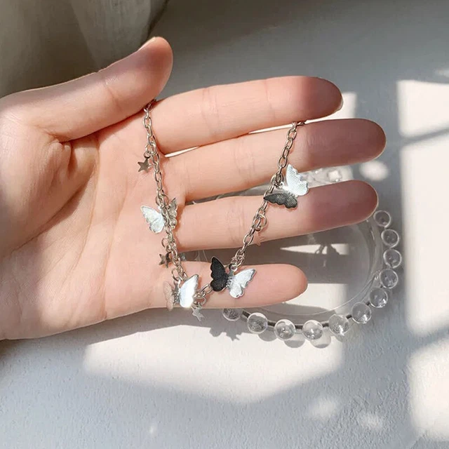 SILVER PLATED PRETTY Nice Butterfly Chain Bracelet Fashion Charm For ...