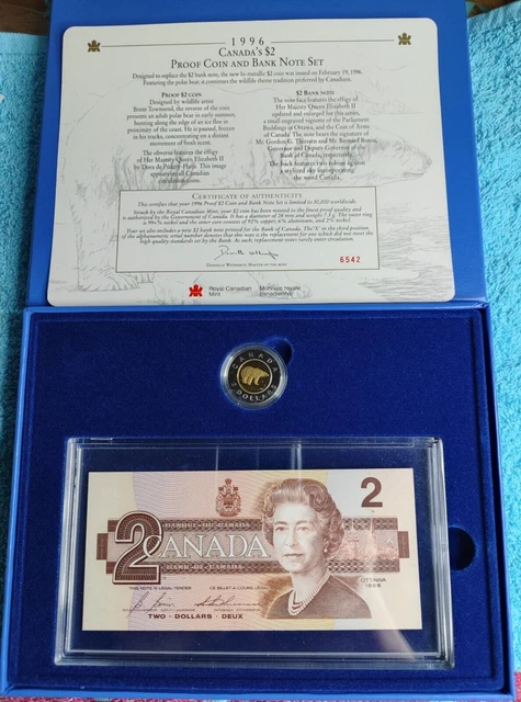 CANADA PROOF COIN and Bank Note Set - 2 dolares Proof 1996 EUR 22,90 ...