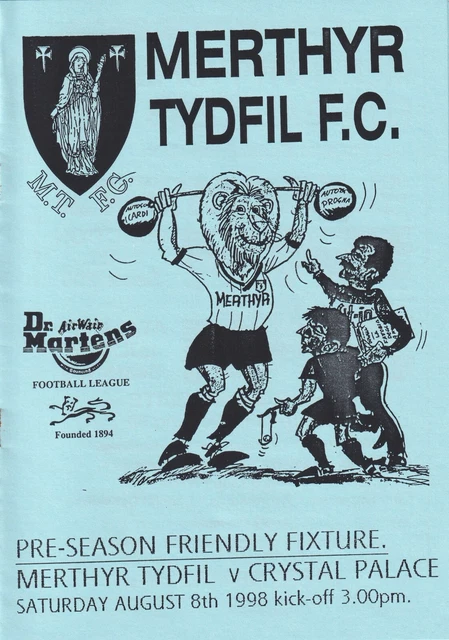 MERTHYR TYDFIL V Crystal Palace Friendly 8.8.1998 £11.87 - PicClick UK