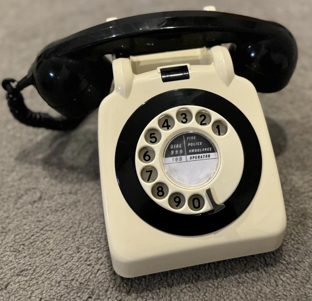 VINTAGE GPO 706 Rotary Dial Telephone - Ivory & Black - Good Condition ...