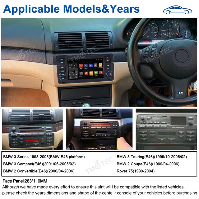 PER BMW E46 M3 Schermo 7" Android Auto Stereo 32 GB GPS Sat Bluetooth ...