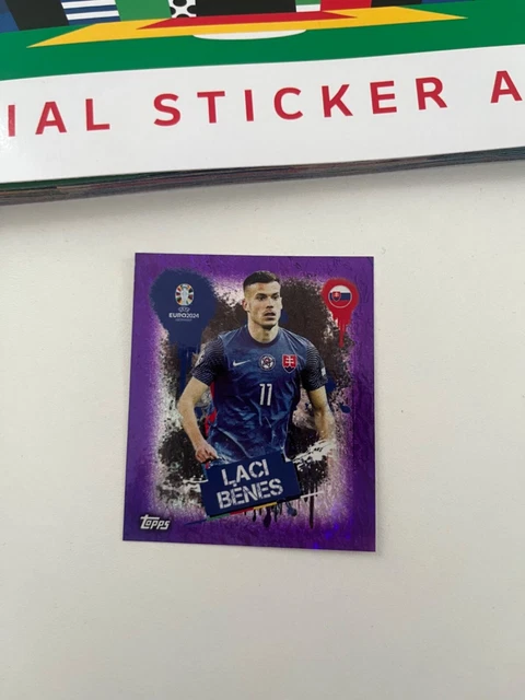 TOPPS UEFA EURO 2024 sticker Laci Benes purple foil parallel SVK 3 £4. ...