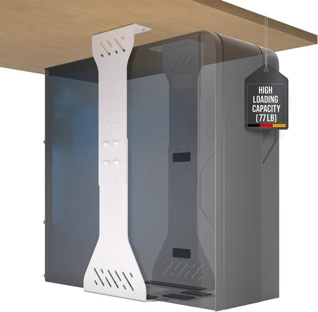 HEAVY DUTY UNDER Desk PC Holder – Up to 77 lbs Load Capacity - White £ ...