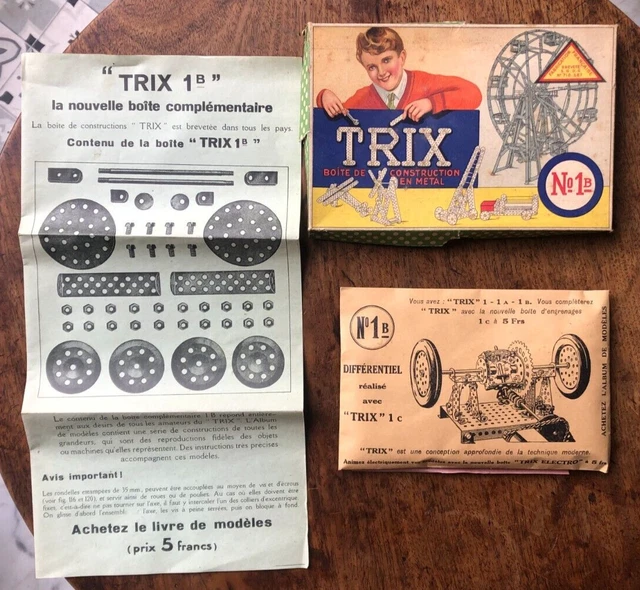 ANCIEN JEU TRIX N°1 B boîte de construction en métal COMPLET Très bon ...