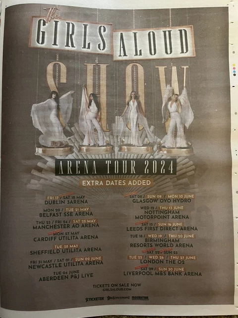 GIRLS ALOUD SHOW Arena Tour 2024 Promo Advertisement Newspaper Page £5. ...