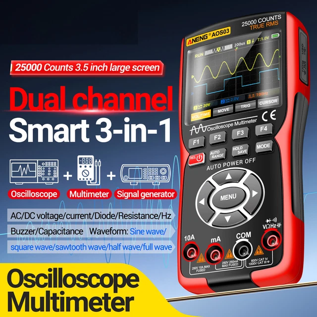 3-IN-1 HANDHELD OSCILLOSCOPE Multimeter Signal Generator Dual Channel ...