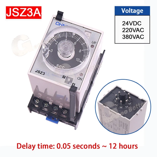 TIME DELAY RELAY DC 24V AC 220V/380V Power On Delay 0.5s - 12h JSZ3A-A ...