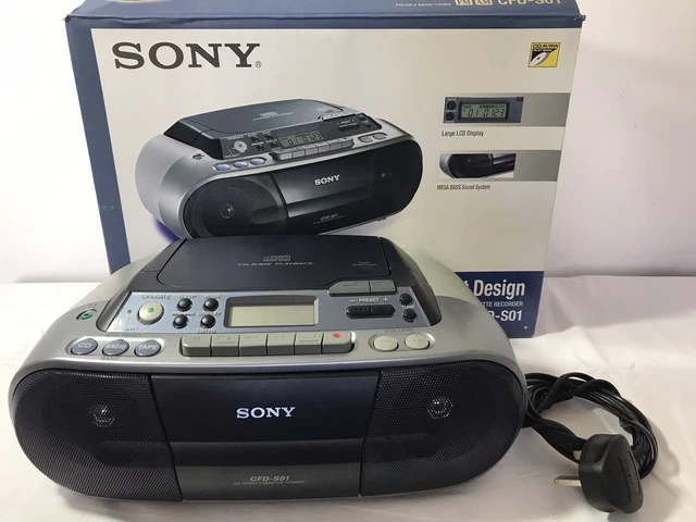SONY CFD-S01 BOOMBOX CD Player, AM/FM Radio/Cassette Boxed £39.99 ...